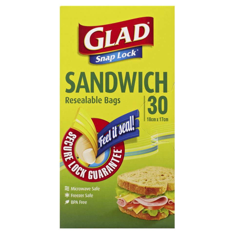 Glad SBSL30/14 Snap Lock Sandwich Bag Pack 30 | Winc