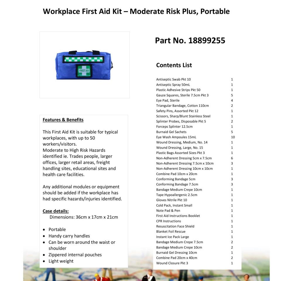 Uneedit Supplies First Aid Kit Moderate-High Risk (BP) Fabric Portable ...