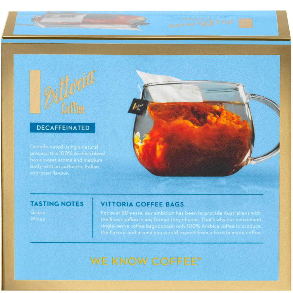 Vittoria Decaffeinated Coffee Bags Box 20 | Winc