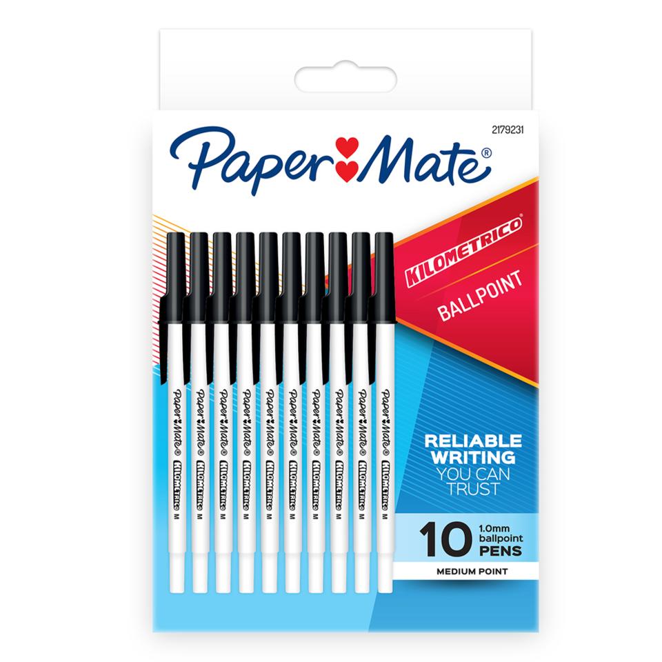 Paper Mate Kilometrico Ballpoint Pen Medium 1.0mm Black Pack 10 | Winc