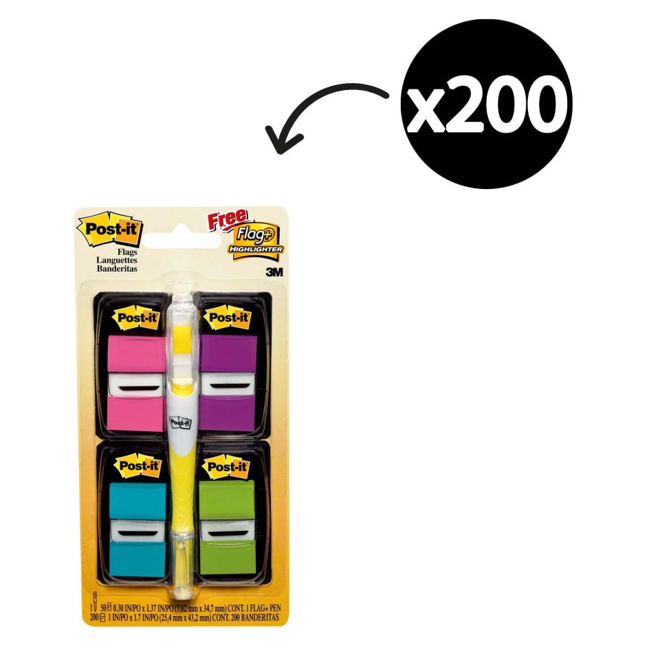 Post-It Flags Value Pack 25.4 x 43.2mm Includes Highlighter Assorted ...