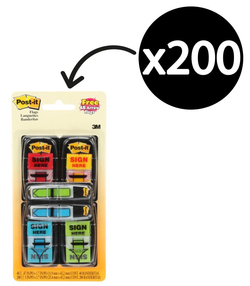 Post-It Sign Here Flags Value Pack 25.4 x 43.2mm Asstd Pk 6 | Winc