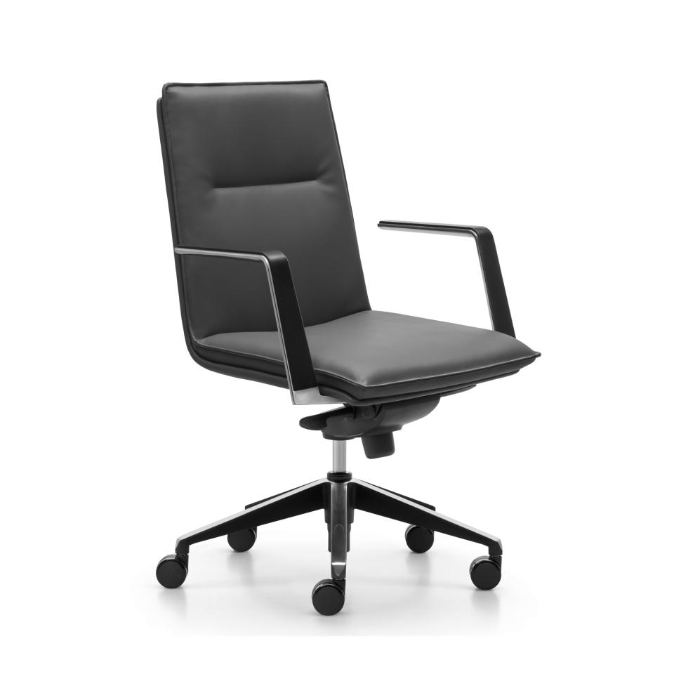 Rapid Line Mirage Medium Back Executive Chair- Genuine Black Leather | Winc