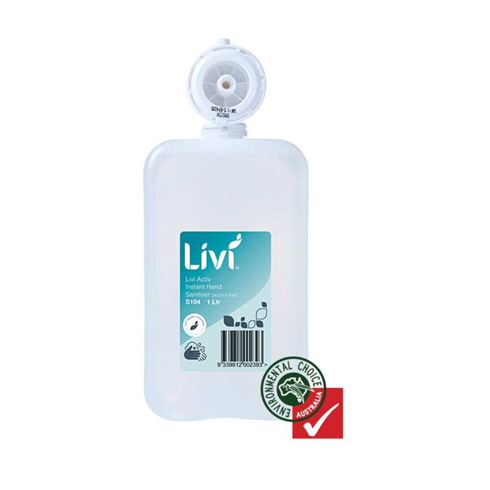 Livi Activ S104 Instant Hand Sanitiser Alcohol Free Pod 1L Carton 6 | Winc