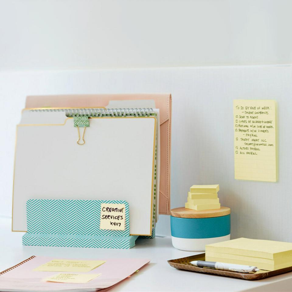 Post-it 100% Recycled Paper SS Notes 4pk 98x149 Canary | Winc