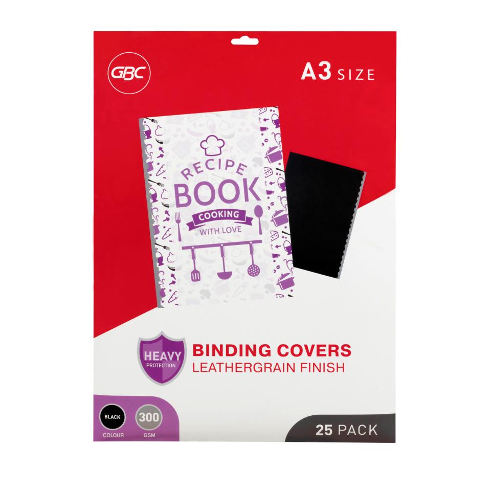 GBC Leathergrain Back Binding Cover A3 300 GSM Black Pack 25 | Winc