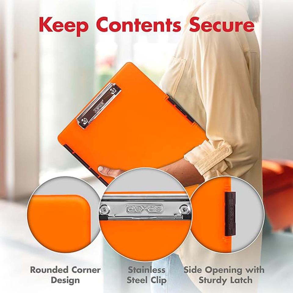 Dexas Slimcase 2 Side Open Storage Clipboard A4 Neon Orange | Winc