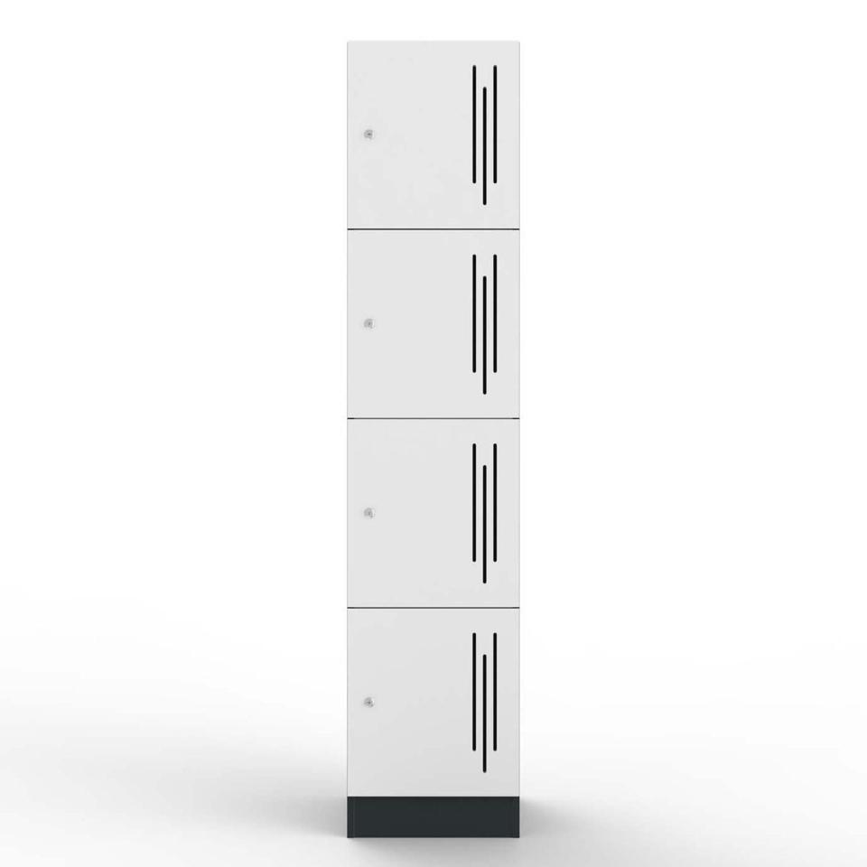 Steelco 4 Door Locker - 1850h X 400w X 500d With 18mm MR Door White | Winc