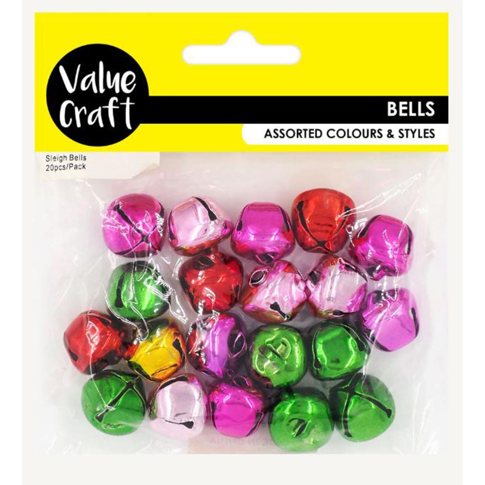 Arbee Craft Round Sleigh Bells Multi 20mm 20 Pieces | Winc