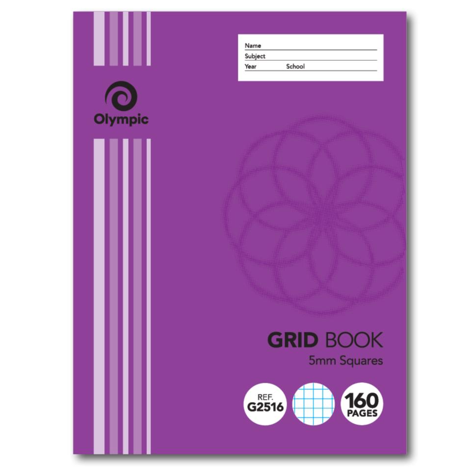 Olympic G2516 Grid Book 225x175mm 5mm Squares 160 Pages | Winc