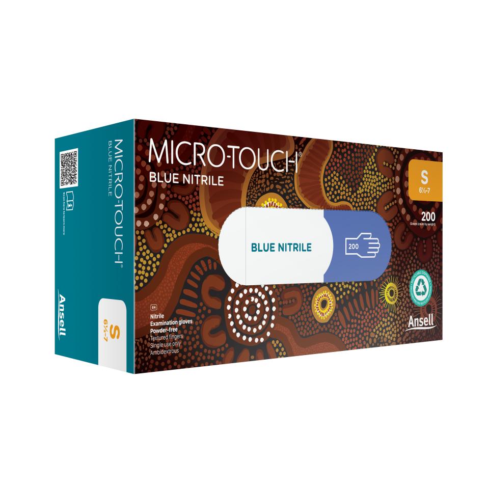 Ansell Micro Touch 313041065 Blue Nitrile Gloves Size Small Blue Box 200 | Winc