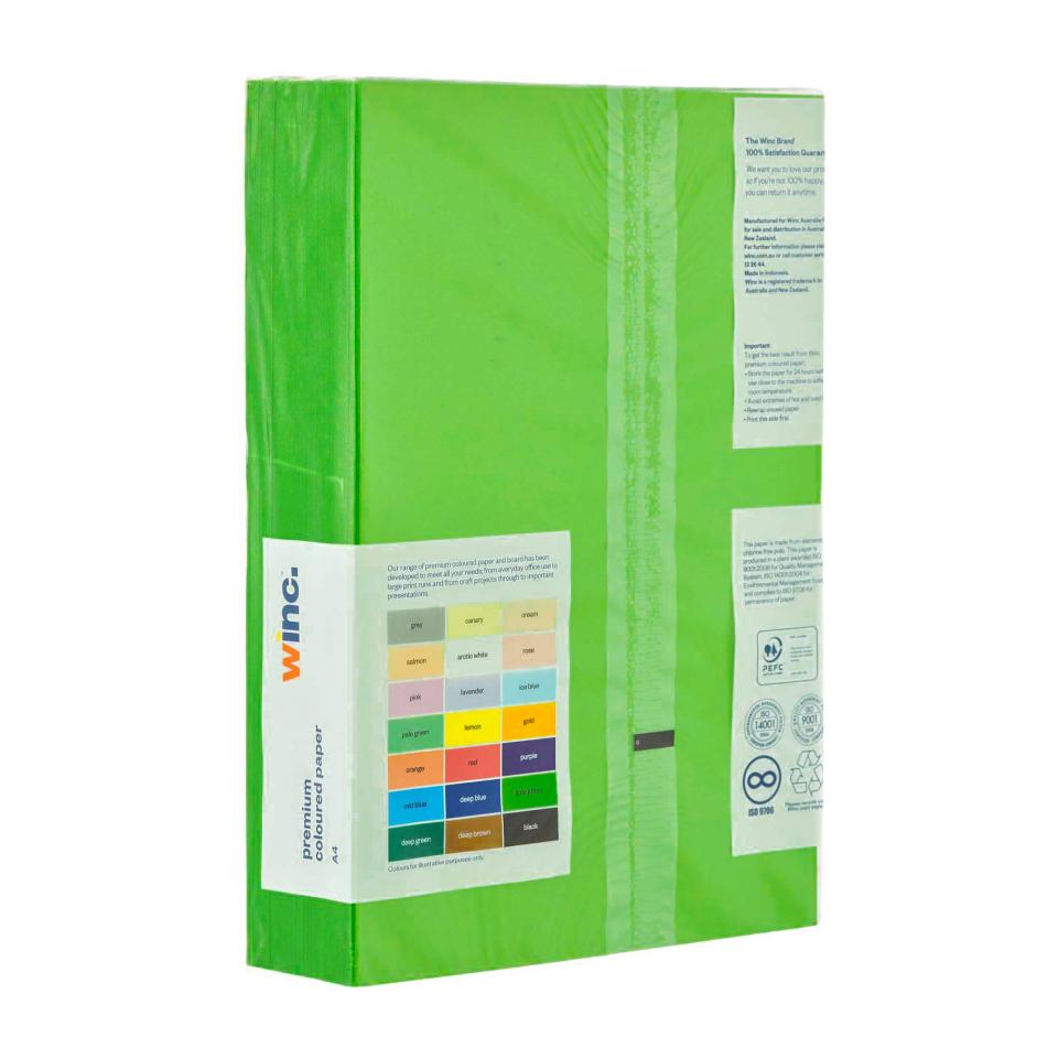 Winc Premium Coloured Copy Paper A4 80gsm Lime Green Ream 500 | Winc