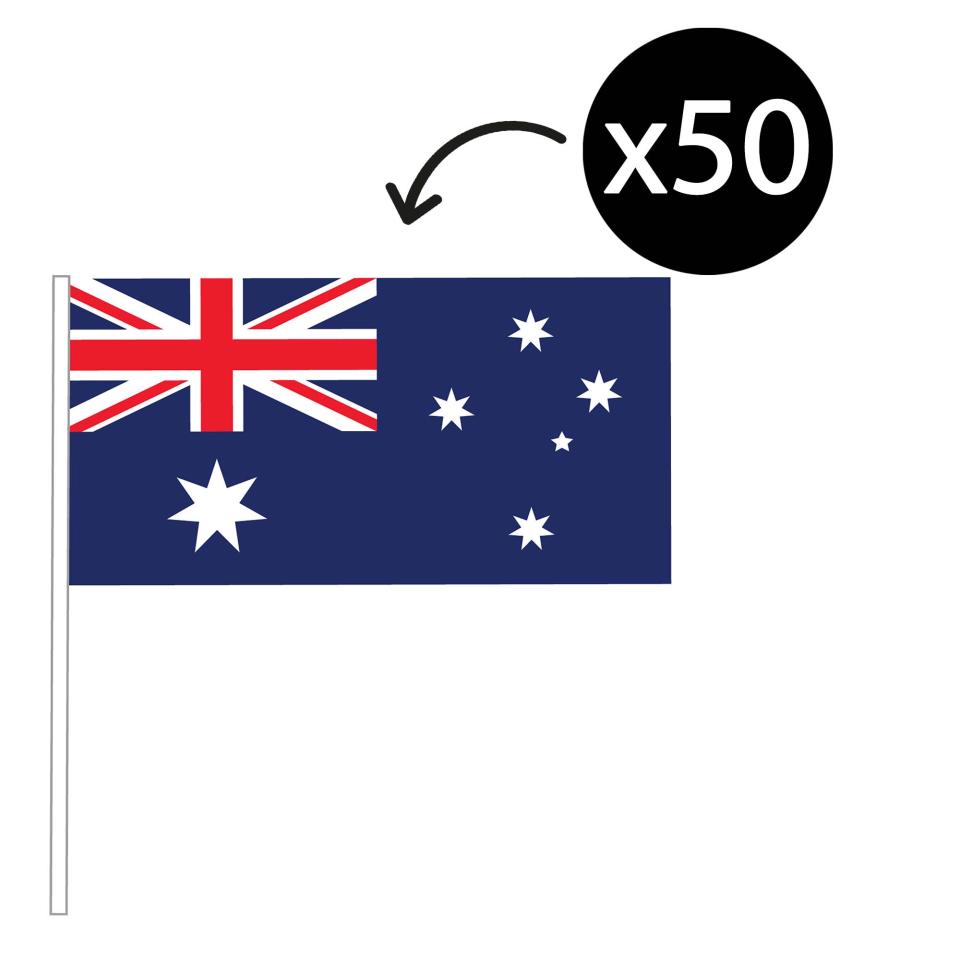 Australian Handwaver Paper Flag 300x150mm With Cardboard Straw Pack 50 ...