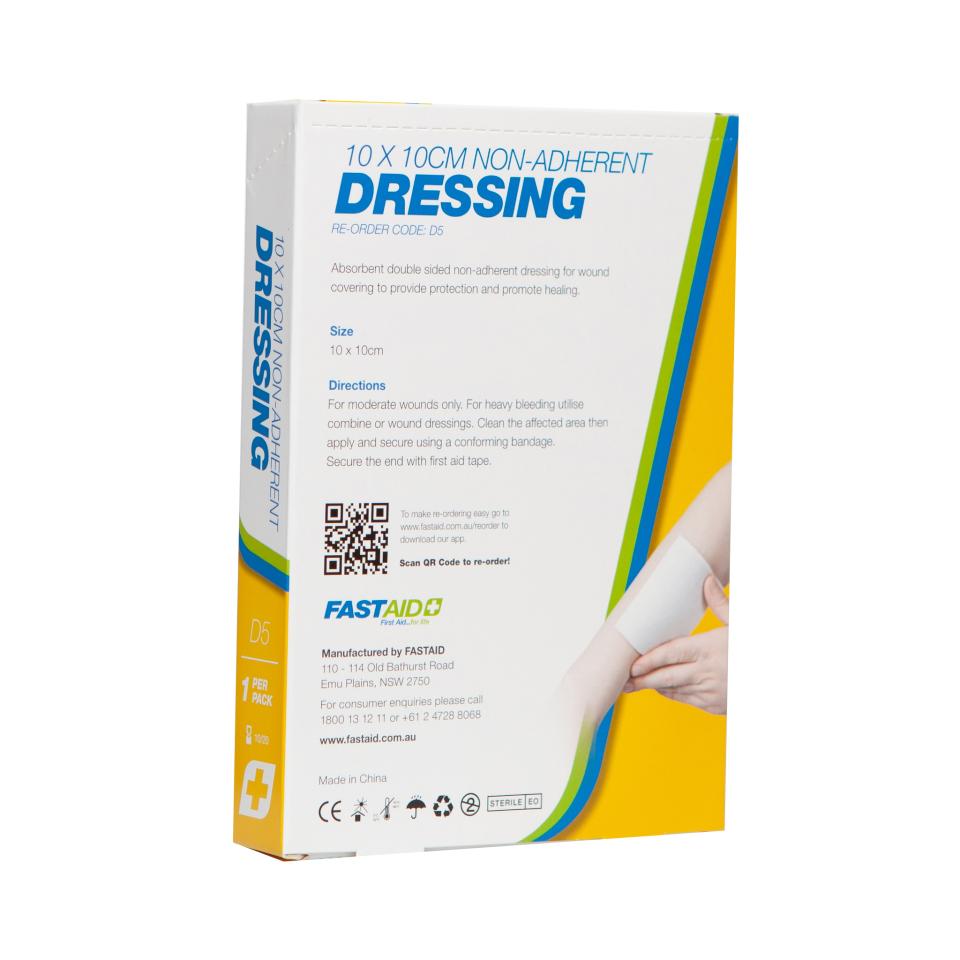 D5 FastAid Non-adherent Dressing 10x10cm Pack 1 | Winc