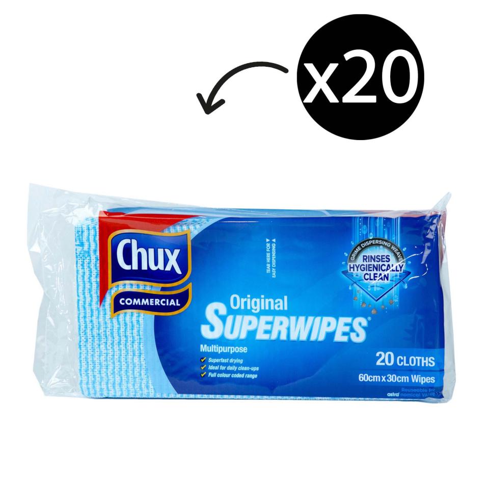 Chux 19760 Original Superwipes Blue 60 x 30cm Pack 20 | Winc
