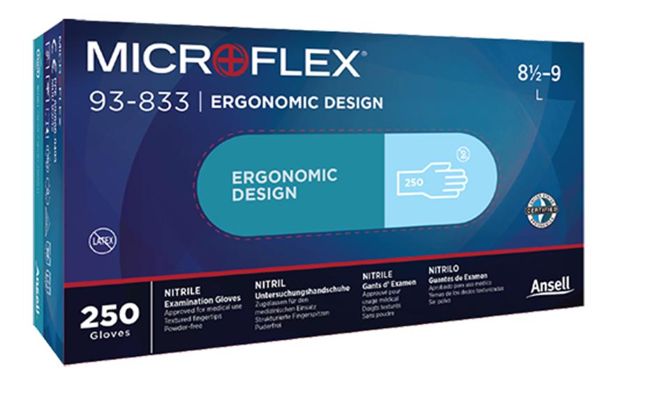 Ansell Microflex 93-833 Thin Nitrile Disposable Glove Blue XS Box 250 ...