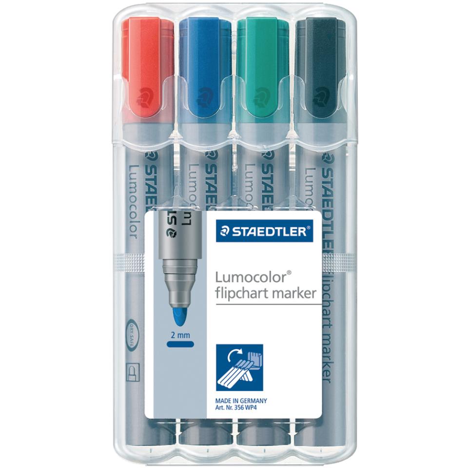 Lumocolor Flip Chart Marker Assorted Colours Wallet 4 | Winc