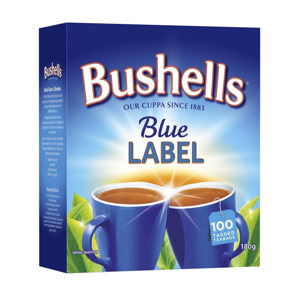 Bushells Blue Label Black Tagged Tea Bags Pack 100 | Winc