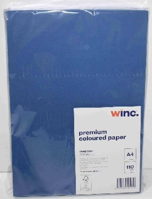 Winc Premium Coloured Cover Paper A4 110gsm Deep Blue Pack250 | Winc