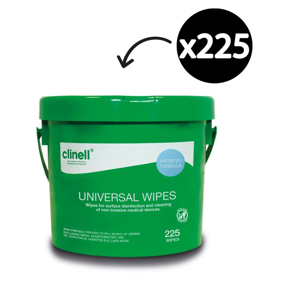 Clinell Universal Wipes Bucket 225 Sheets | Winc