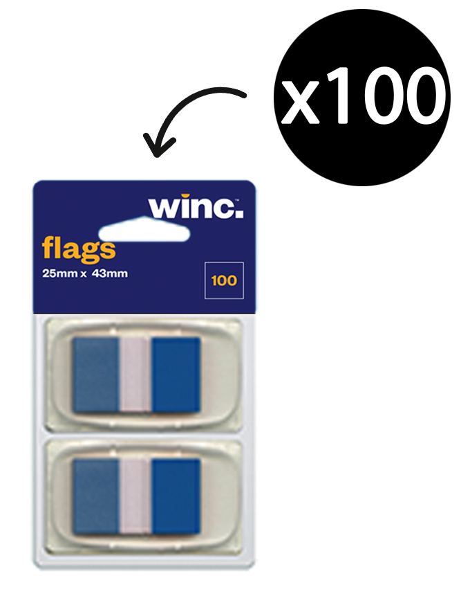 Winc Flags 25 x 43mm Blue Pack 100 | Winc