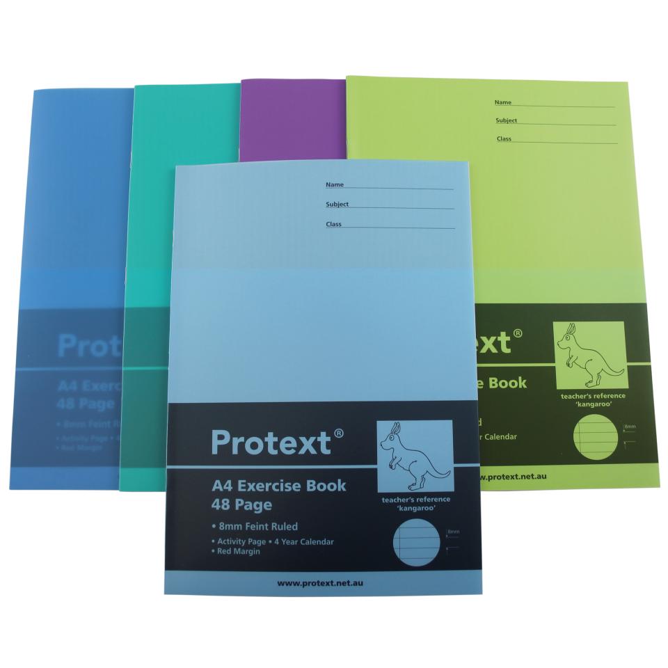 Protext Exercise Book A4 Polypropylene Stapled 8mm Ruled 48 Pages | Winc