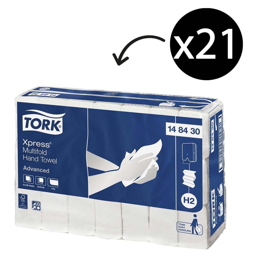 Tork 148430 Xpress Multifold Hand Towel 1 Ply H2 Advanced Pack 185 ...