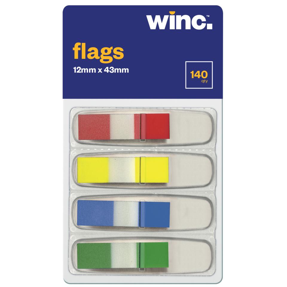 Winc Flags Mini 12 x 43mm Assorted Colours Pack 140 | Winc