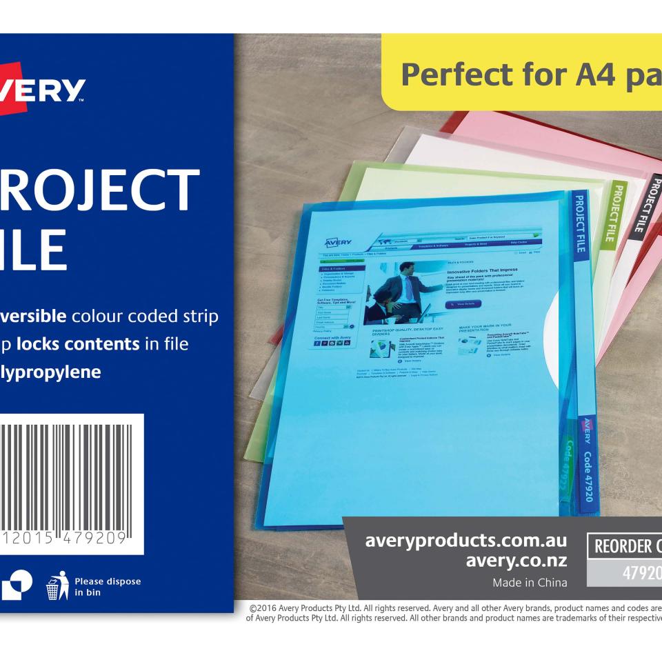 Avery Blue Transparent Plastic Project File - Holds 20 Sheets | Winc