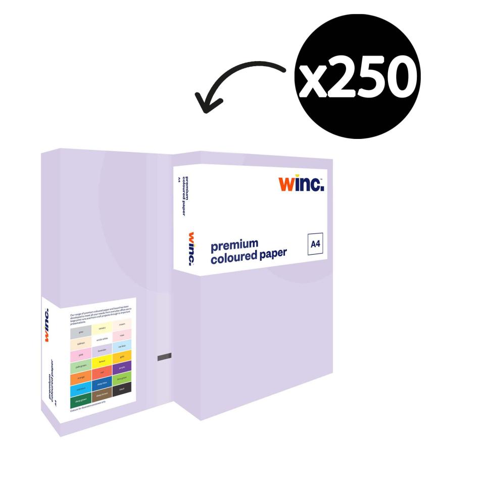 Winc Premium Coloured Cover Paper A4 160gsm Lavender Pack 250 | Winc