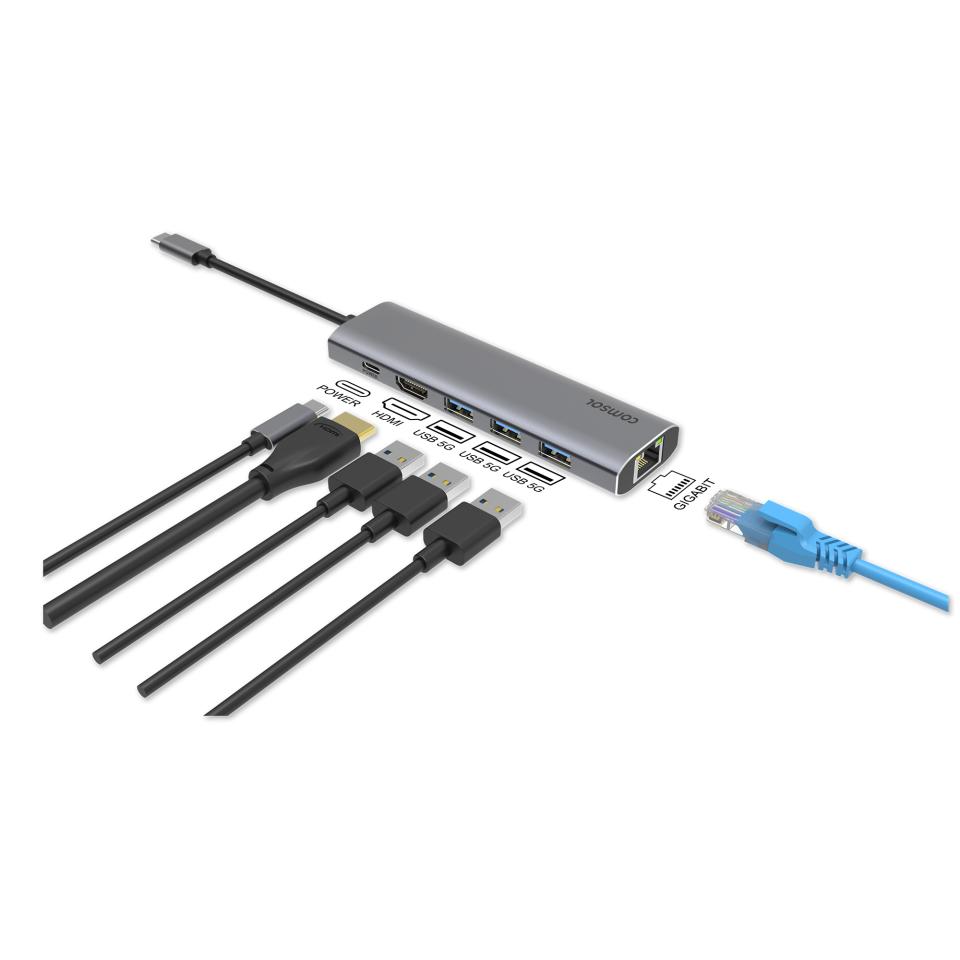 Comsol USB-C To 4K HDMI Monitor 7 Port Dock With Ethernet | Winc