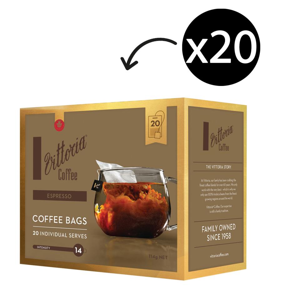 Vittoria Espresso Coffee Bags Box 20 | Winc