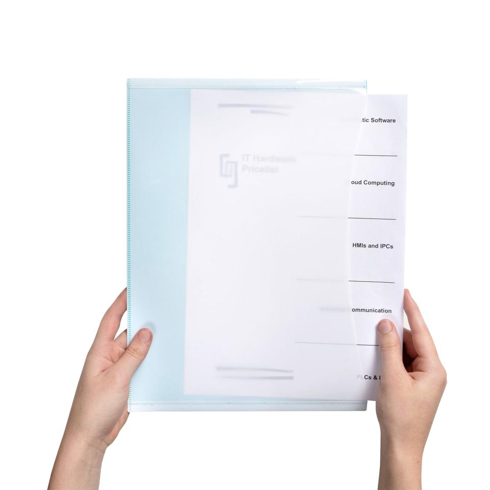 Marbig Professional Antimicrobial Doculope Wallet A4 White/Aqua Blue ...