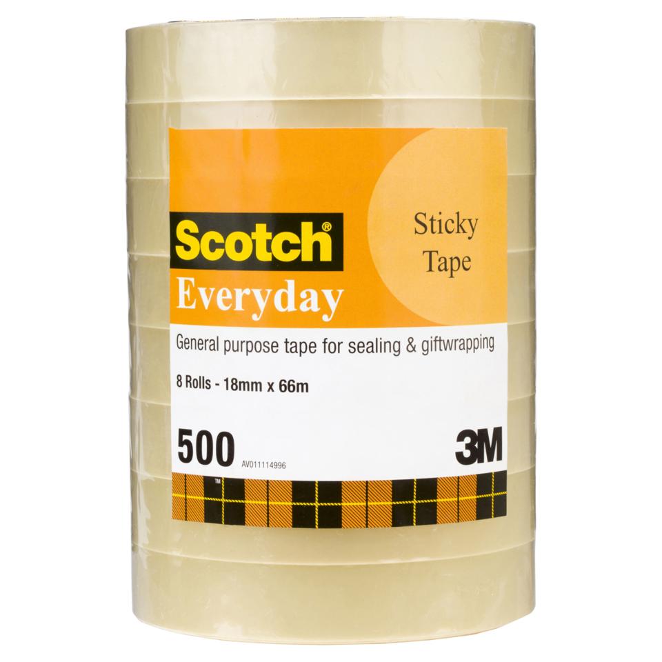 Scotch 502 Sticky Tape 18mm x 66m Pack 8 | Winc