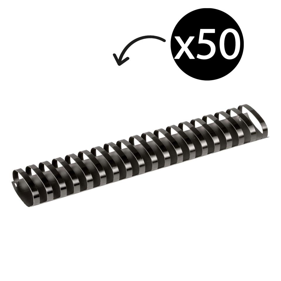Fellowes 51mm Plastic Binding Coils 21 Ring Black Pack 50 | Winc