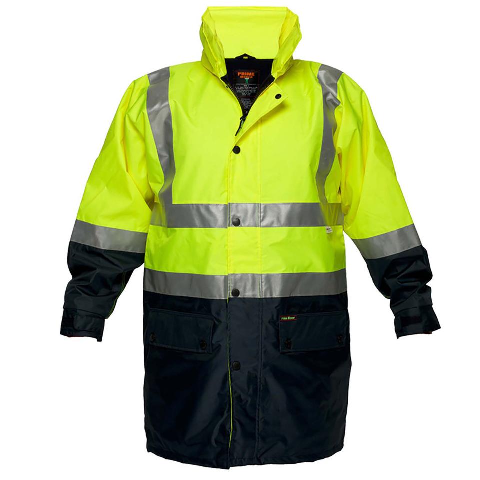 Prime Mover HV208 Fleecy Lined Hi Vis Rain Jacket with 3M Tape Day ...