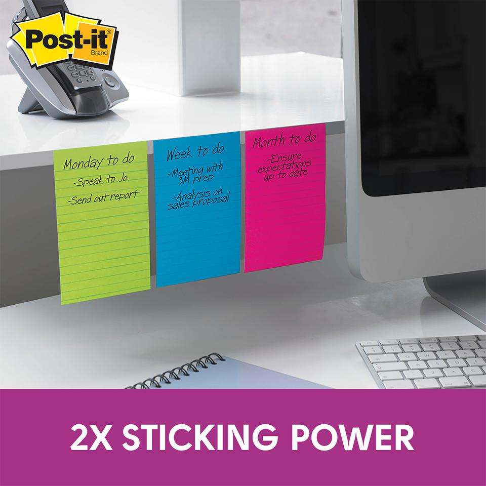 Post-It Super Sticky Jewel Pop Collection Lined Sticky Notes | Winc