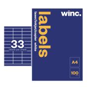 Winc Laser Labels 70 x 25mm 33 Per Sheet Pack of 100 Sheets | Winc