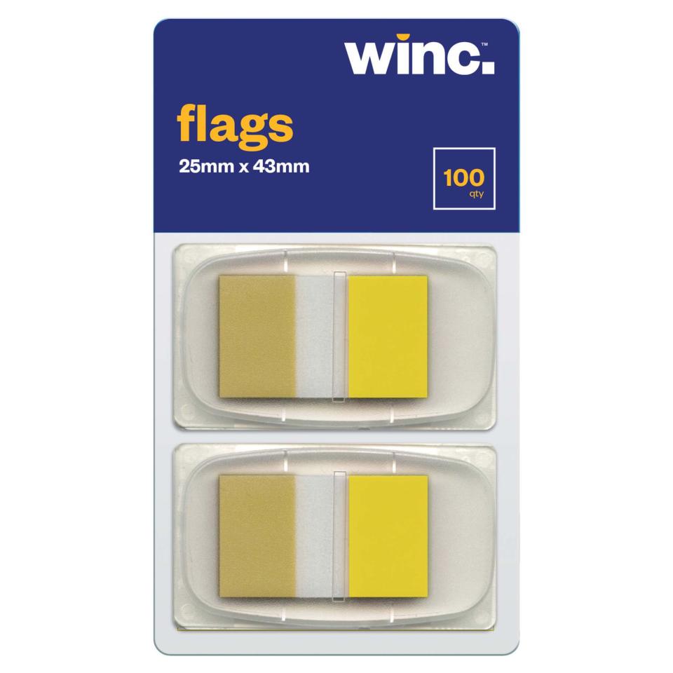 Winc Flags 25 x 43mm Yellow Packet 100 | Winc
