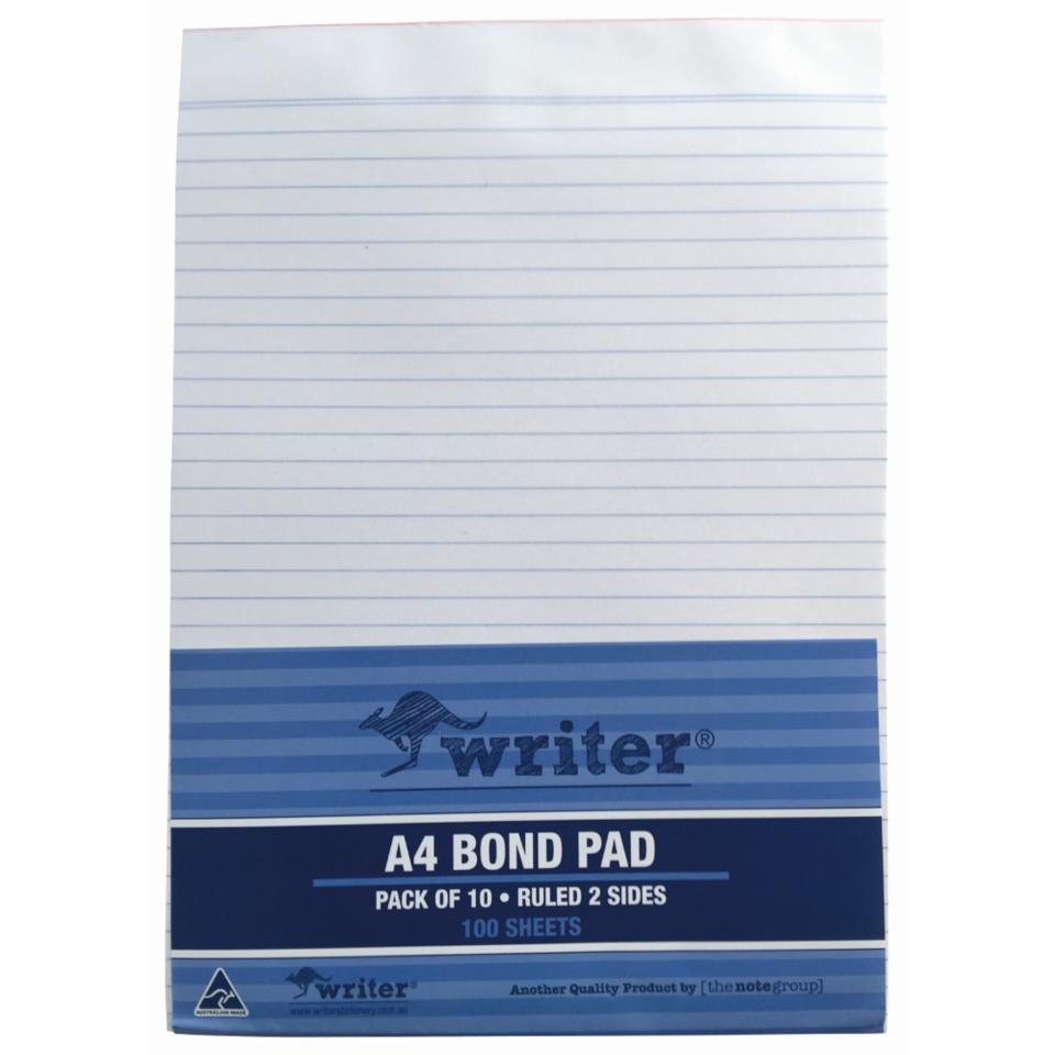Writer Bank Paper Pad A4 8mm Ruled 50gsm 100 Sheets | Winc