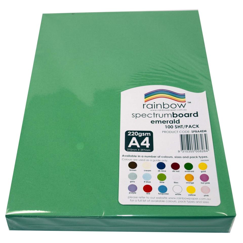 Rainbow Spectrum Board A4 220gsm 100 Sheet Emerald | Winc
