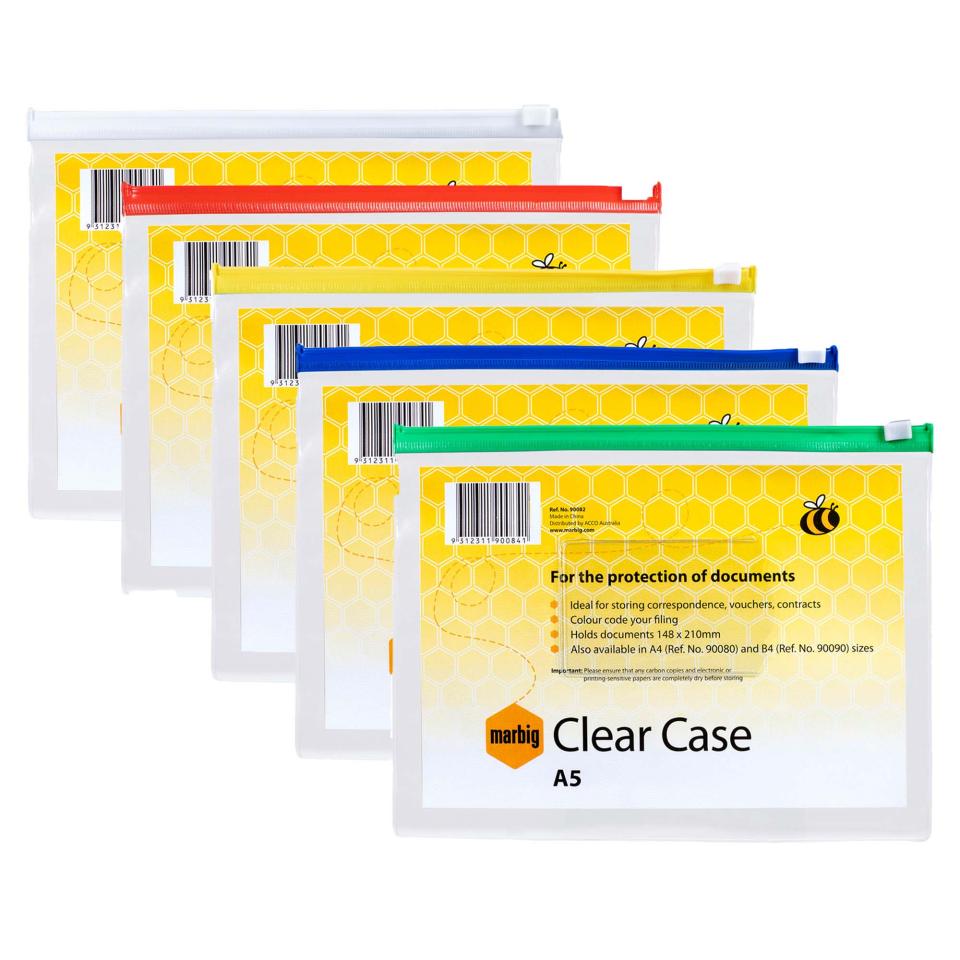 Marbig Document Case Clear A5 Assorted | Winc